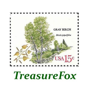 TEN 15c Gray Birch Tree Stamps .. Vintage Unused US Postage Stamp ...