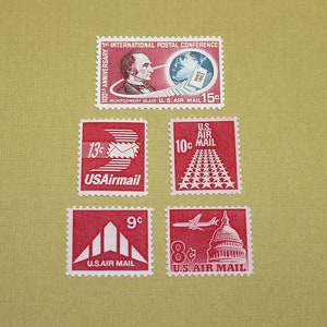 RED Airmail STAMPS | Unused Vintage US Postage Stamps | Enough to Mail ...