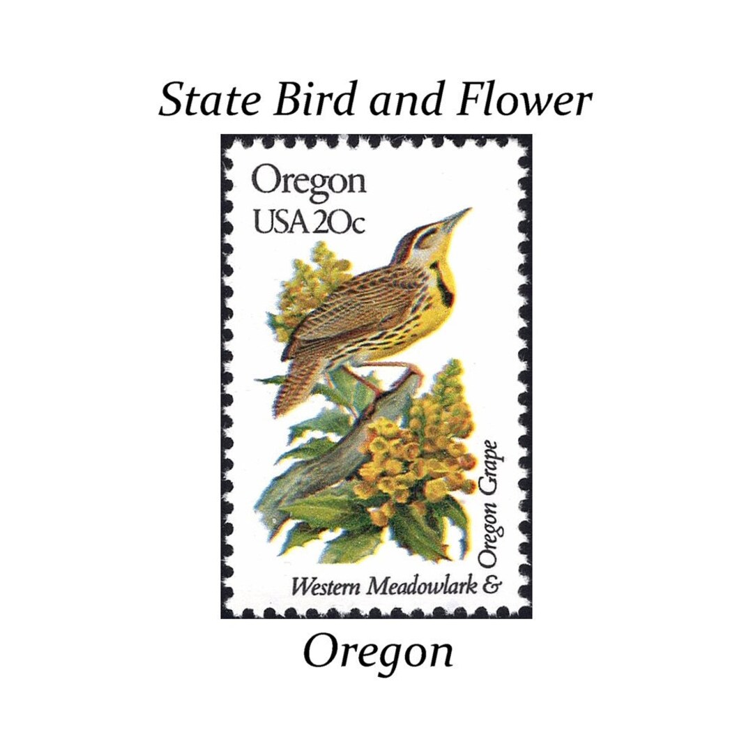 Five 20c OREGON State Bird and Flower Stamps | Vintage Unused US ...