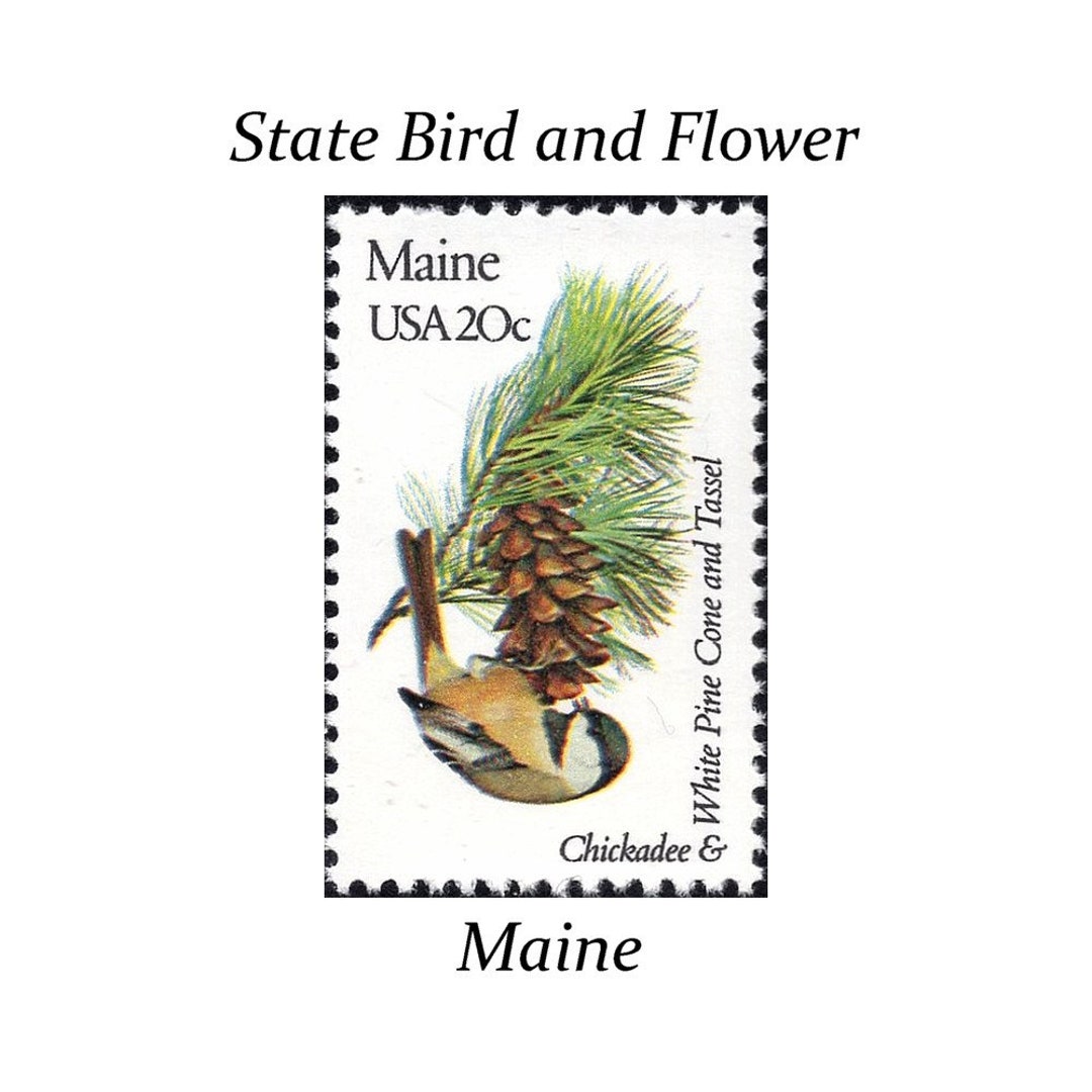 Five 20c MAINE State Bird and Flower Stamp | Vintage Unused US Postage ...