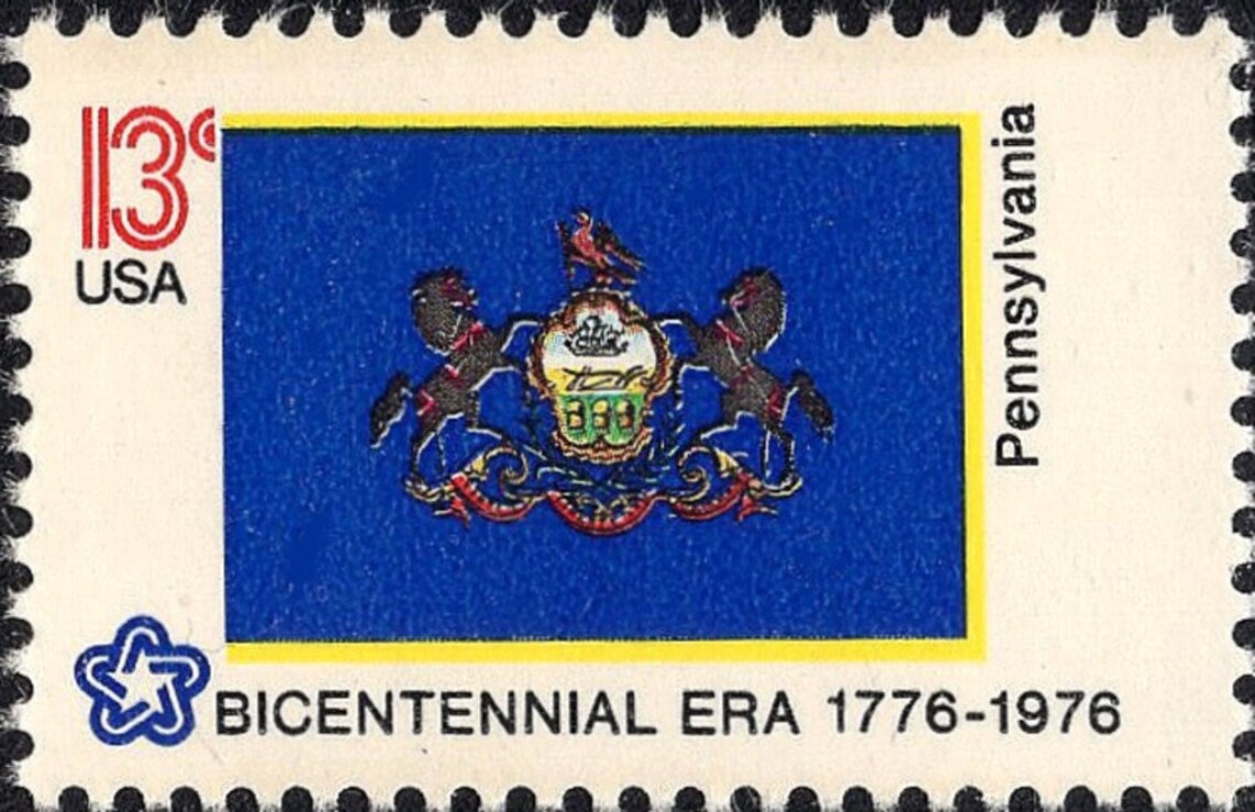 TEN 13c Pennsylvania State Flag Stamp Vintage Unused US - Etsy