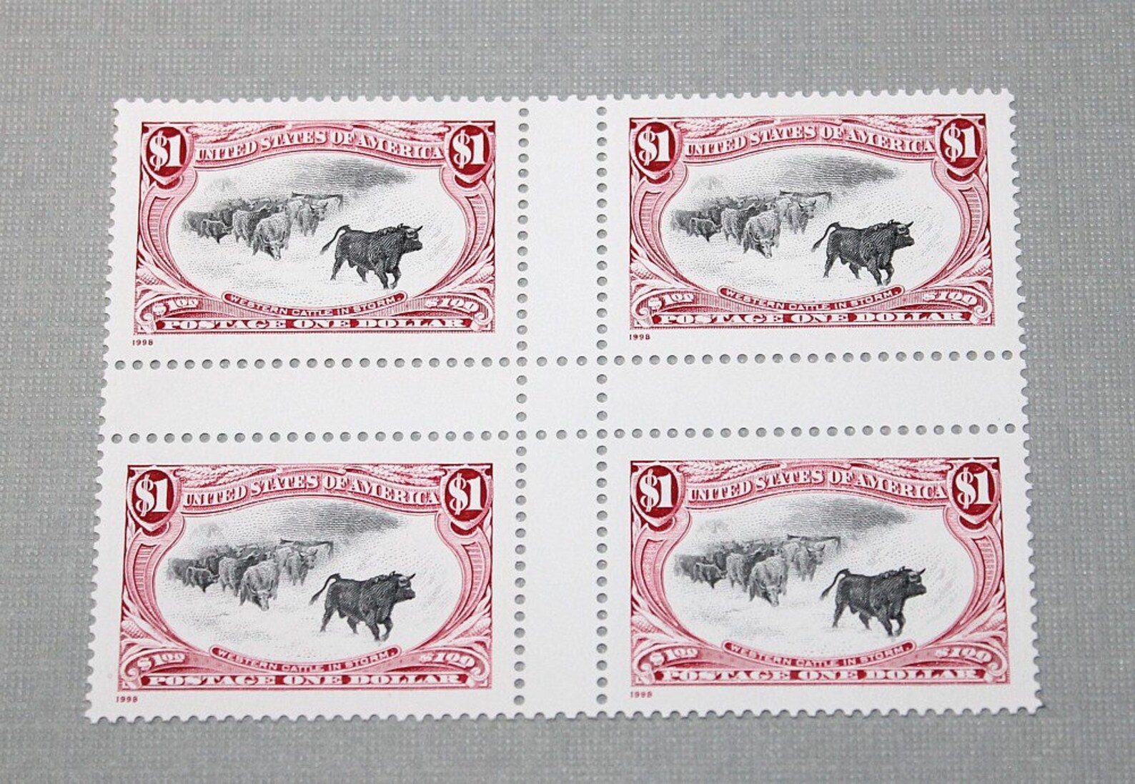 FIVE 1-dollar Cattle Stamps | Pack of 5 Vintage Unused Postage Stamps ...