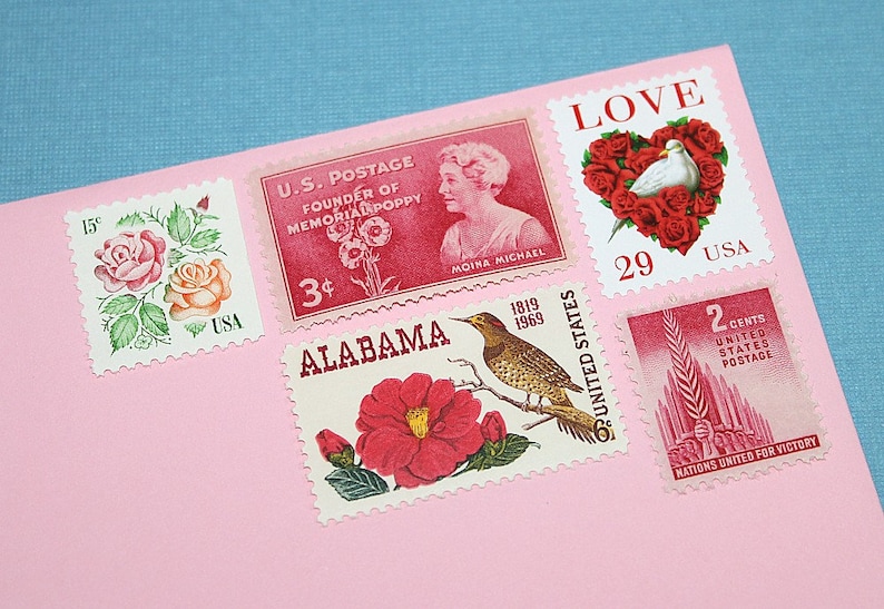 Rose Love .. Red .. Unused Vintage US Postage Stamps Enough - Etsy
