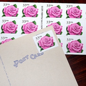 Pink Roses II .. Unused Vintage Postage Stamps | Mail Wedding ...