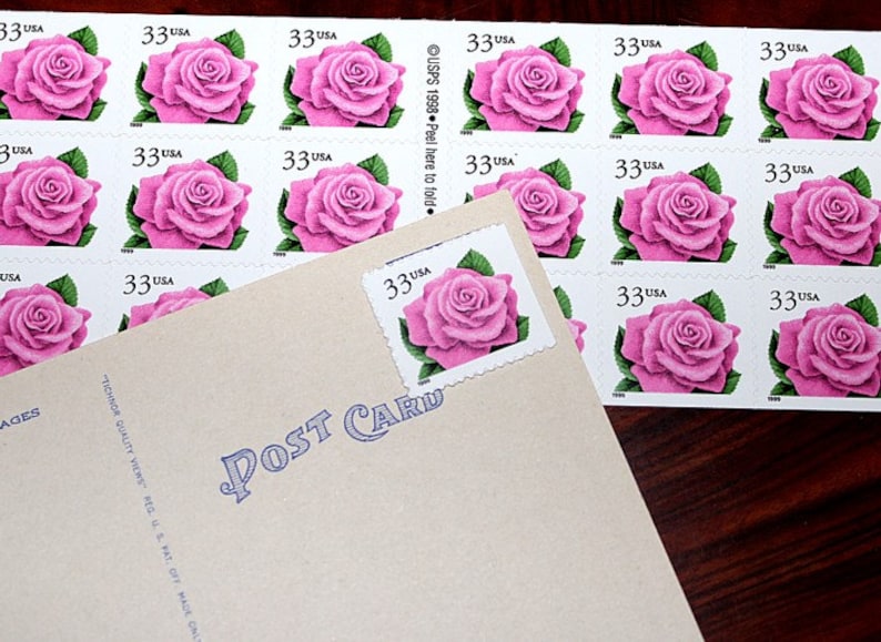 Pink Roses II .. Unused Vintage Postage Stamps Mail Wedding - Etsy