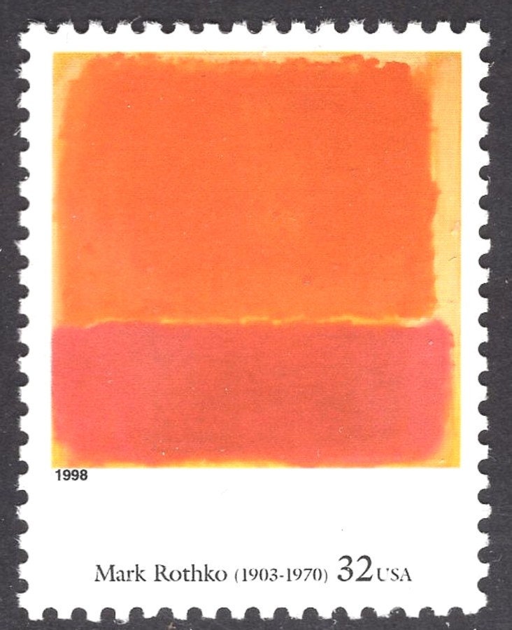 FIVE 32c Mark Rothko Painting Stamp .. Vintage Unused US Postage Stamps ...