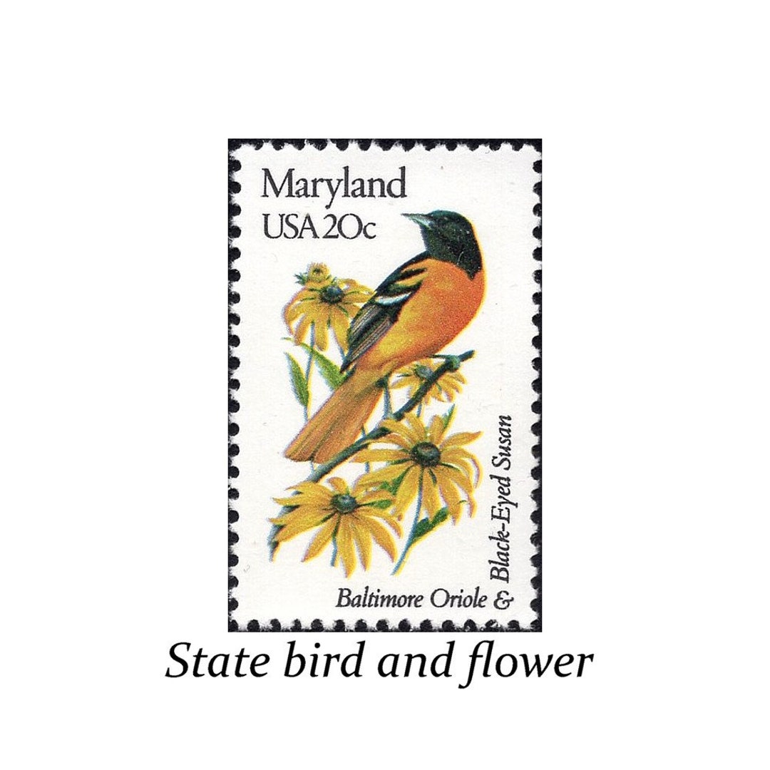 FIVE 20c MARYLAND State Bird and Flower Stamps | Vintage Unused US ...