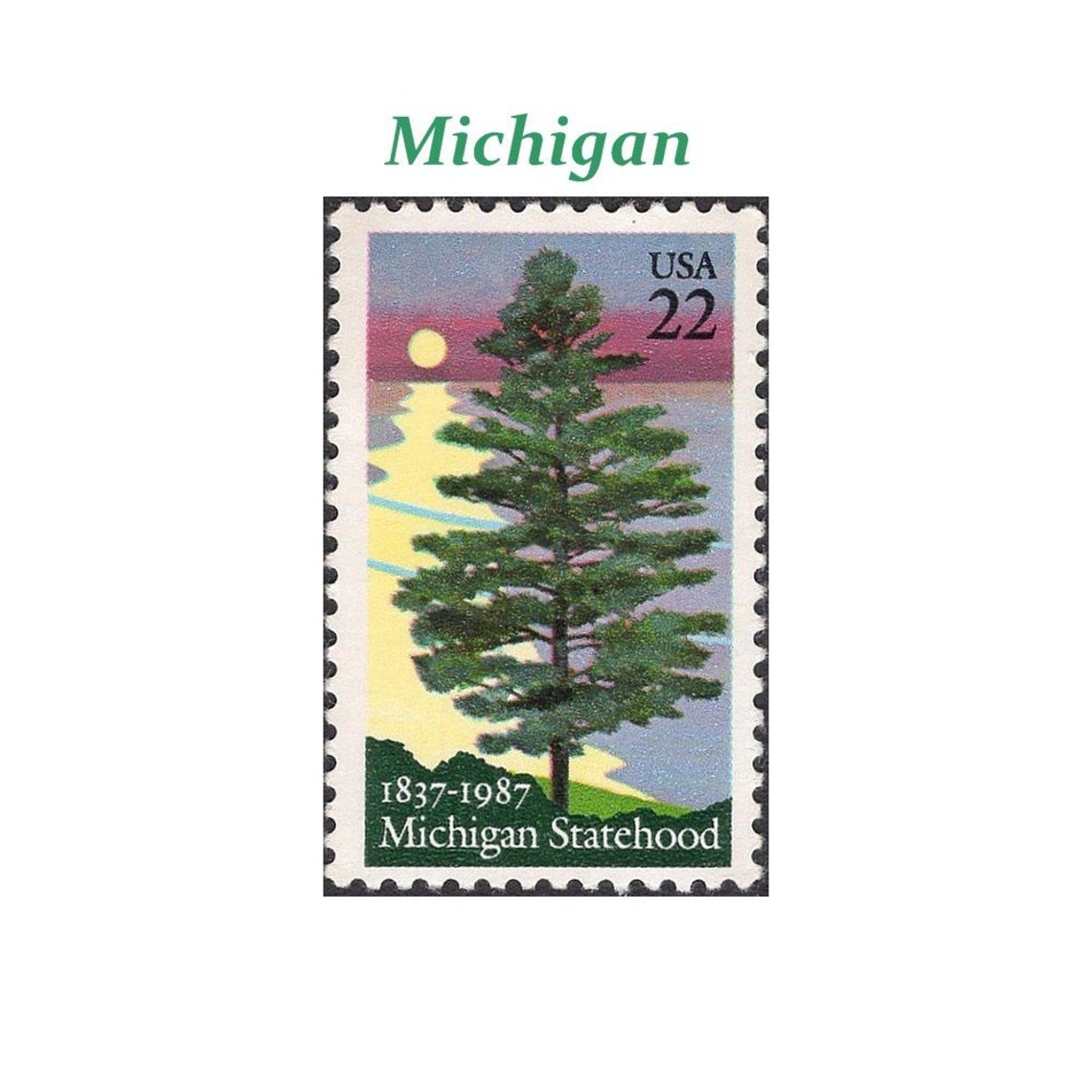 22c MICHIGAN Statehood Stamp | Vintage Unused US Postage Stamp | Pack ...