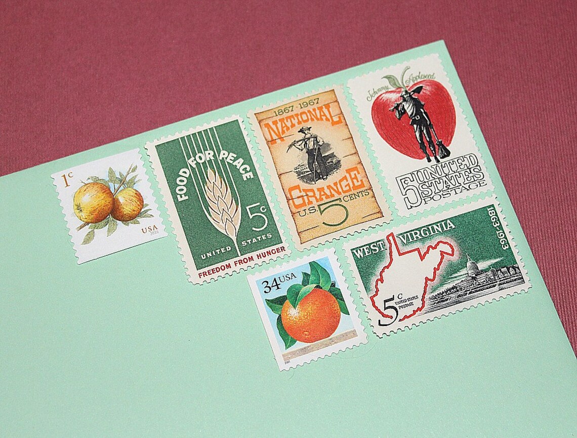 Apples and Oranges .. Unused Vintage Postage Stamps .. to Mail | Etsy