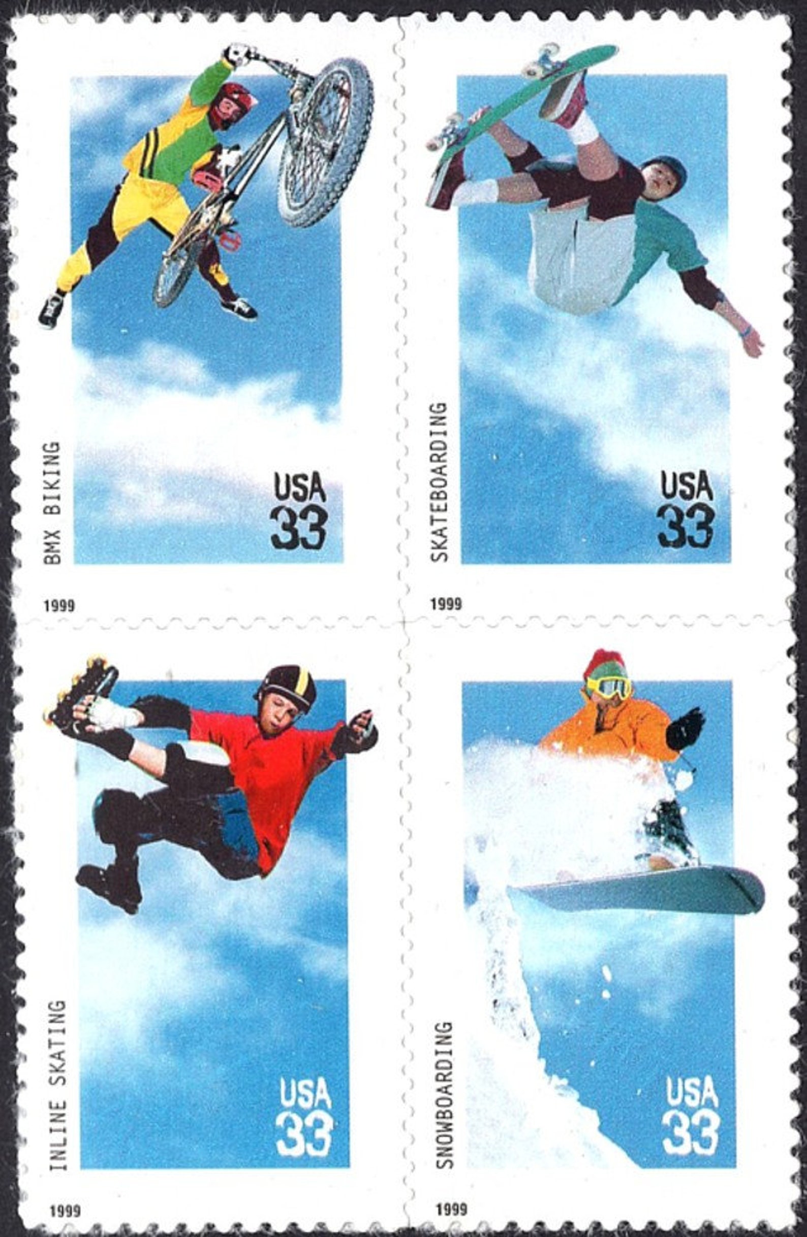 33c Xtreme Sports Stamps | Set of 4 Stamps | Vintage Unused US Postage ...