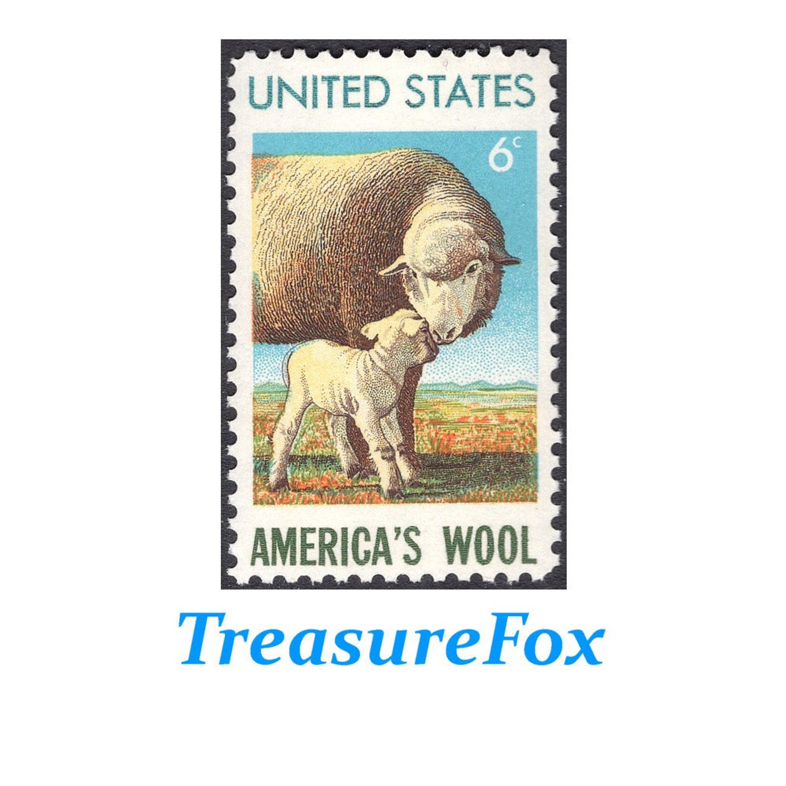 TWENTY 6c America's Wool Stamps .. Vintage Unused Postage Stamps Baby ...