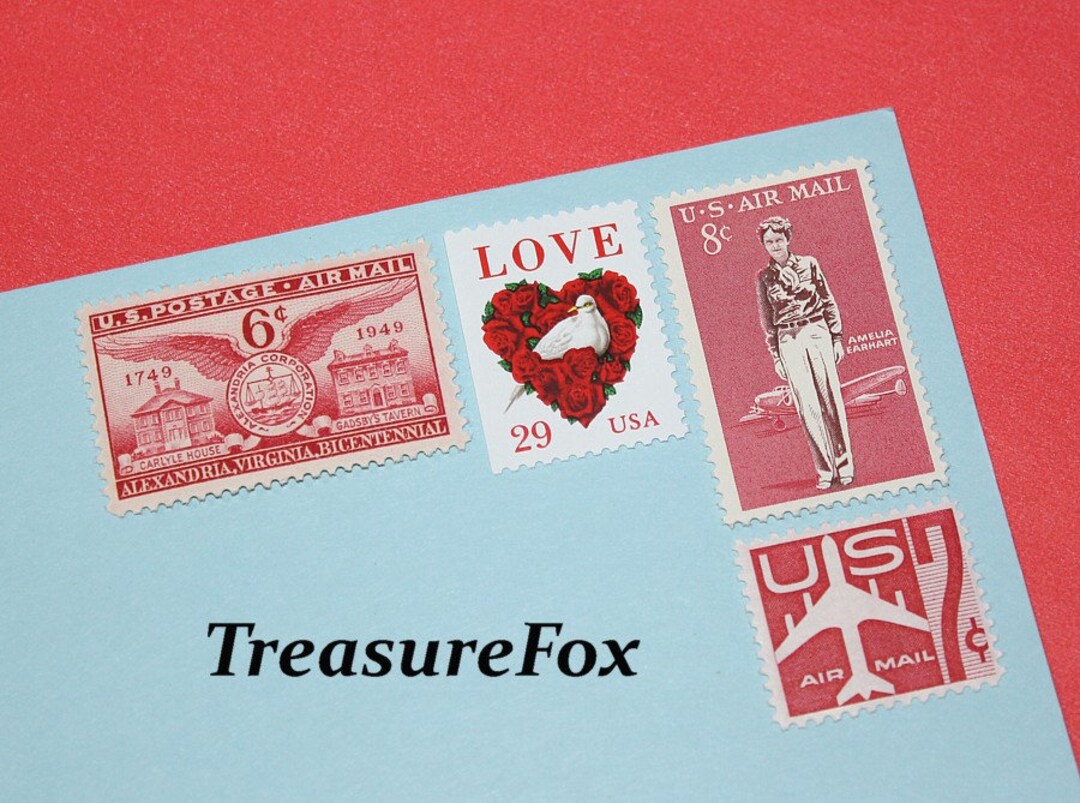 I LOVE RED | Vintage Unused US Postage Stamps | Mail 10 Letters | 63c ...