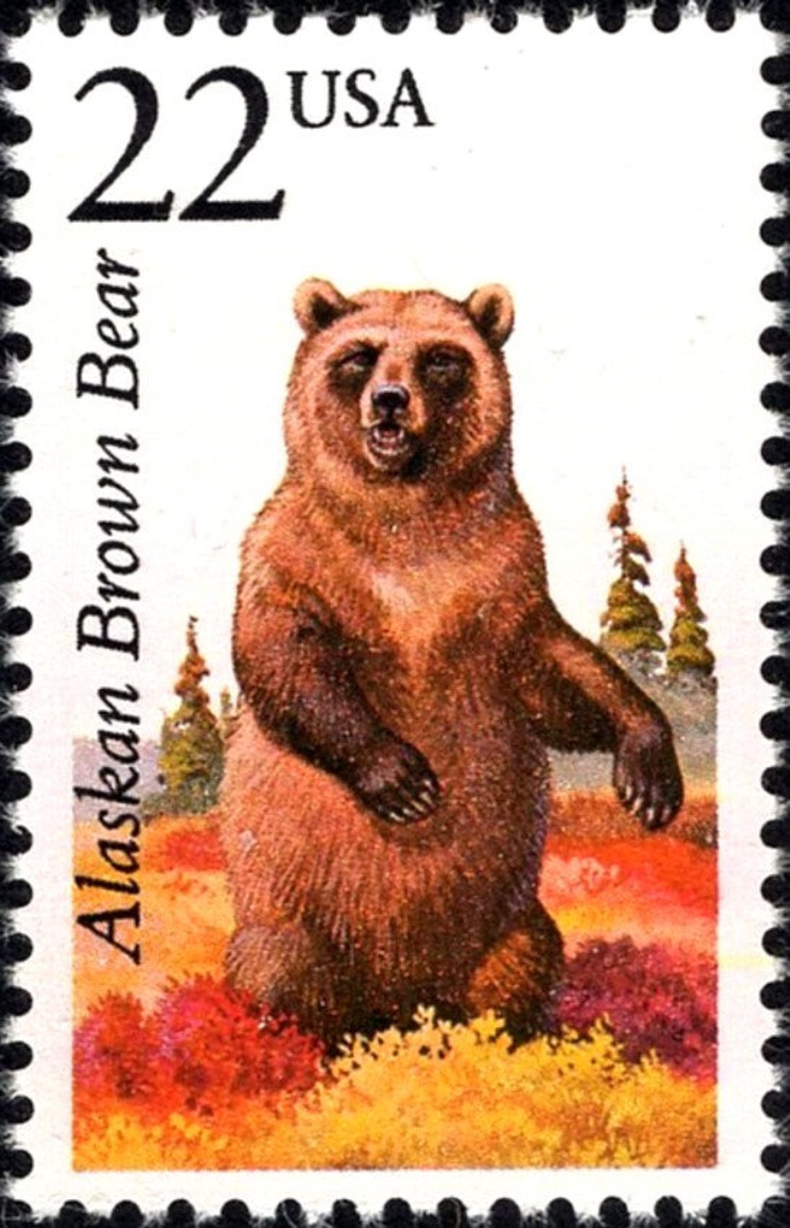 Five 22c Brown Bear Stamp | Unused US Postage Stamps | Pack of 5 Stamps ...