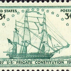 TEN 3c U.S. Frigate Constitution Stamp .. Issue of 1947 .. Vintage ...