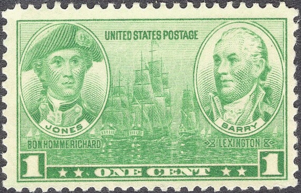 TEN 1c John Paul Jones-navy Stamp .. Vintage Unused US Postage Stamps ...