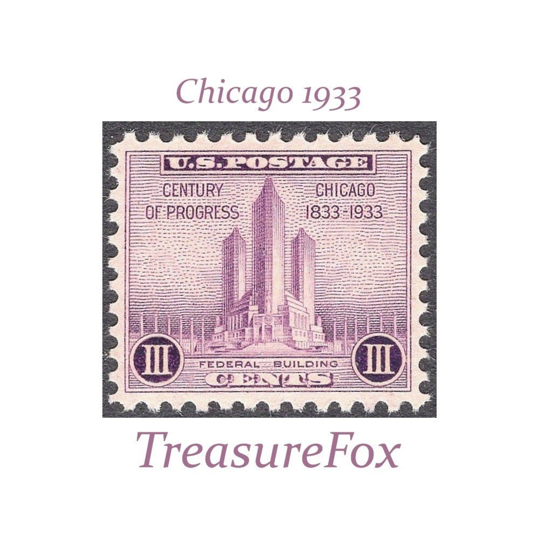 FIVE 3c Chicago Century of Progress Stamp .. Vintage Unused US Postage ...