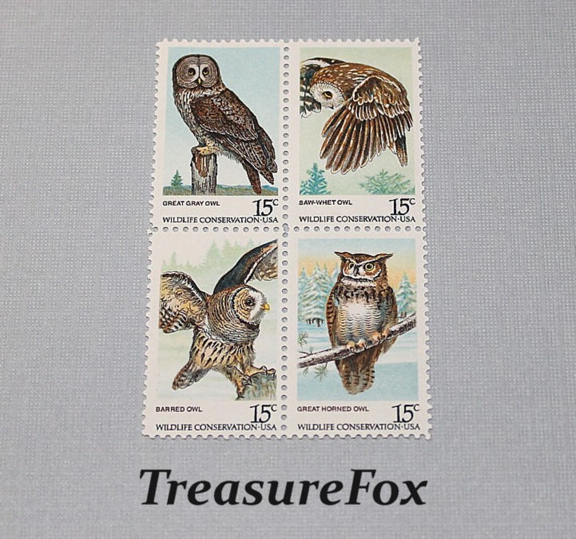 Twenty 15c American Owls Stamps 4 Different Owls Featured - Etsy