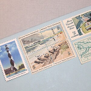 Beach FUN .. Unused Vintage US Postage Stamps .. Enough to Mail 10 ...