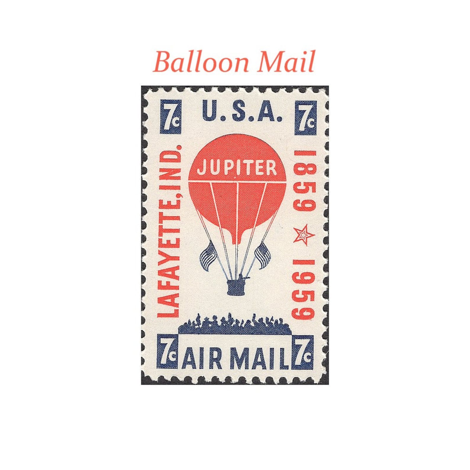 TEN 7c Jupiter Balloon Airmail Stamp .. Vintage Unused Postage - Etsy
