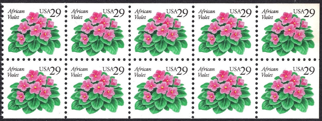 TEN 29c African Violet Stamp Pack of 10 Vintage Unused | Etsy