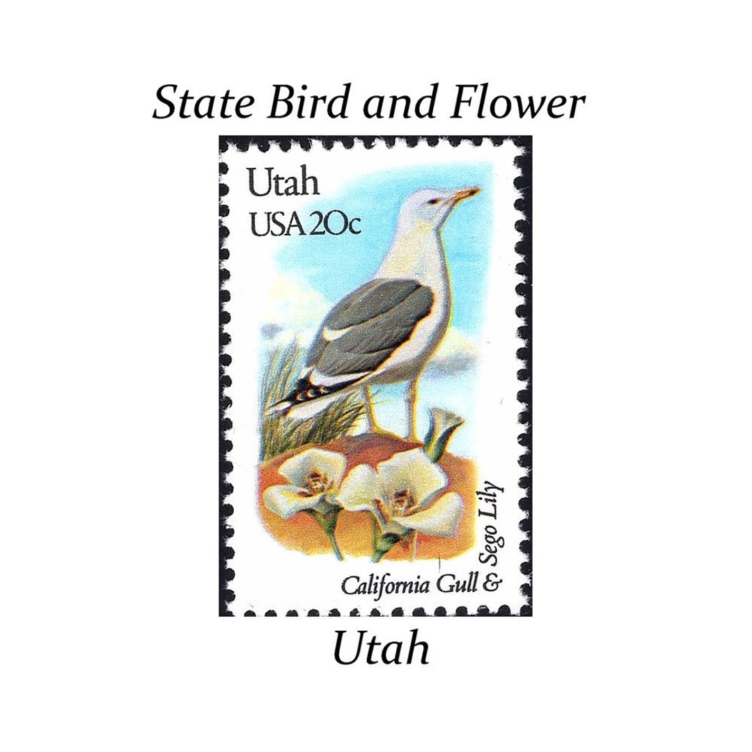 Five 20c UTAH State Bird and Flower Stamps | Vintage Unused US Postage ...