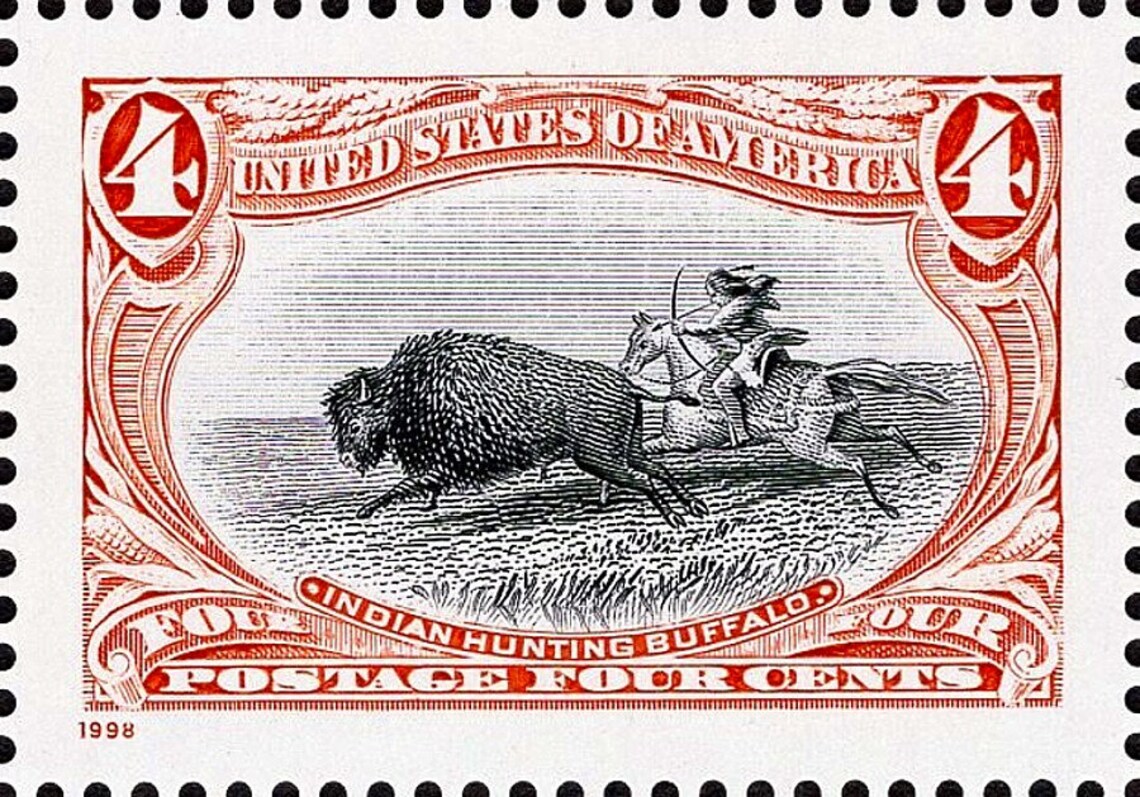 Five 4c Indian Hunting Buffalo Stamp .. Vintage Unused US - Etsy
