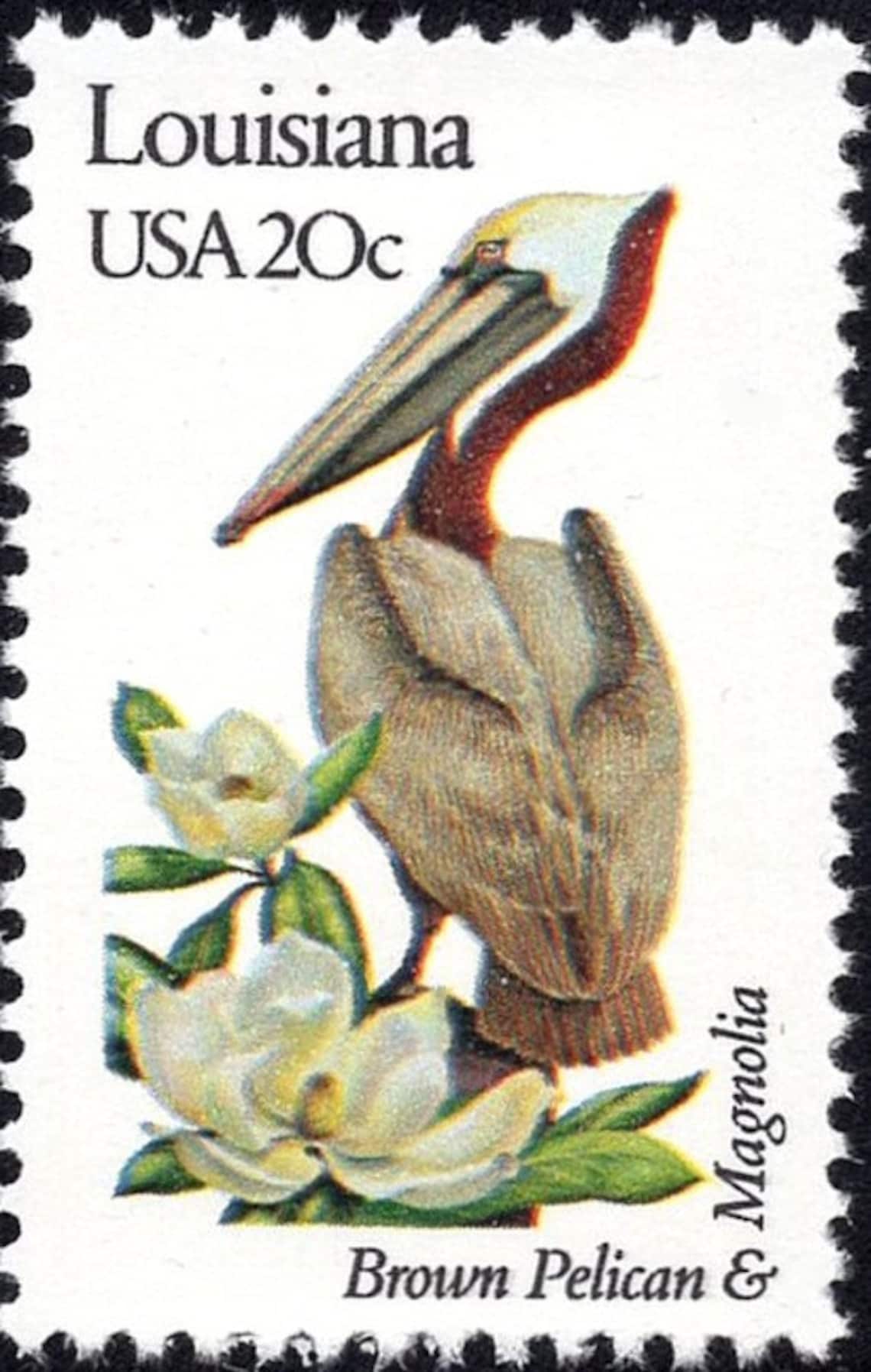 FIVE 20c LOUISIANA State Bird and Flower Stamps Vintage - Etsy