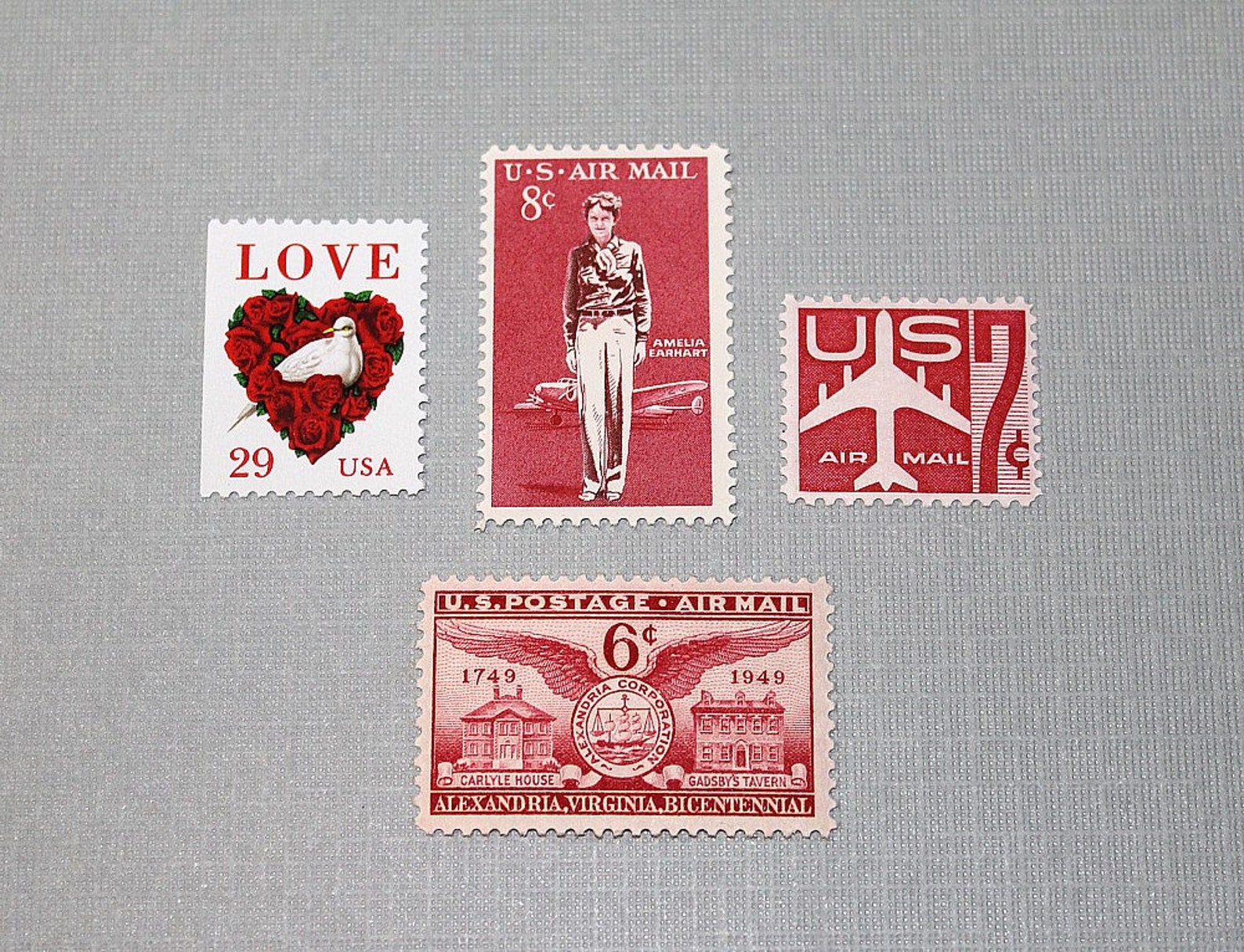 I LOVE RED .. Vintage Unused US Postage Stamps .. Mail 10 | Etsy