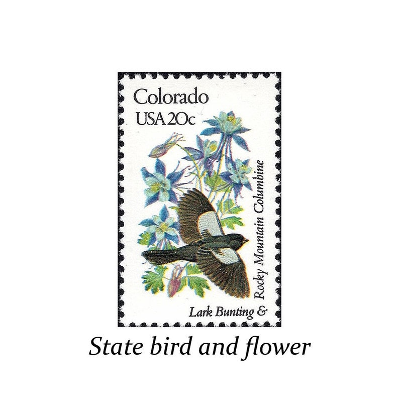 Five 20c COLORADO State Bird and Flower Stamps | Vintage Unused US ...