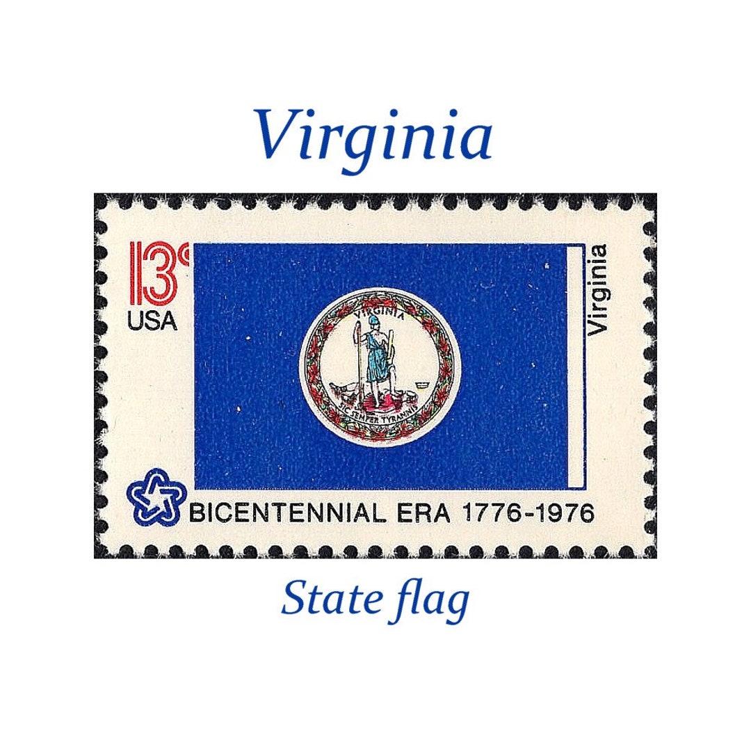 TEN 13c VIRGINIA State Flag Stamp | Vintage Unused US Postage Stamps ...