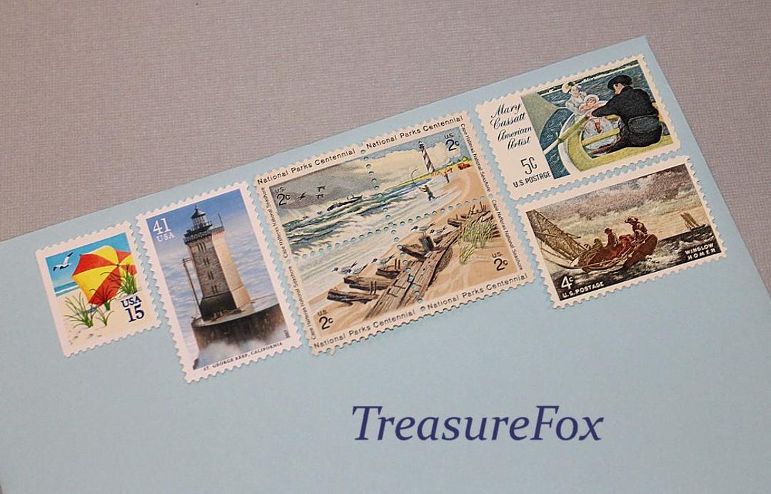 Beach FUN .. Unused Vintage US Postage Stamps .. 73c Rate | Enough to ...