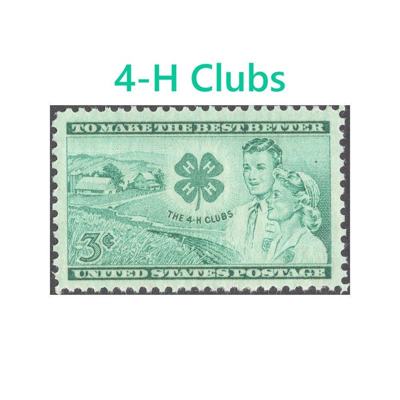 3c 4-H Clubs Stamp .. Unused US Postage Stamps .. Pack of 10 Stamps ...