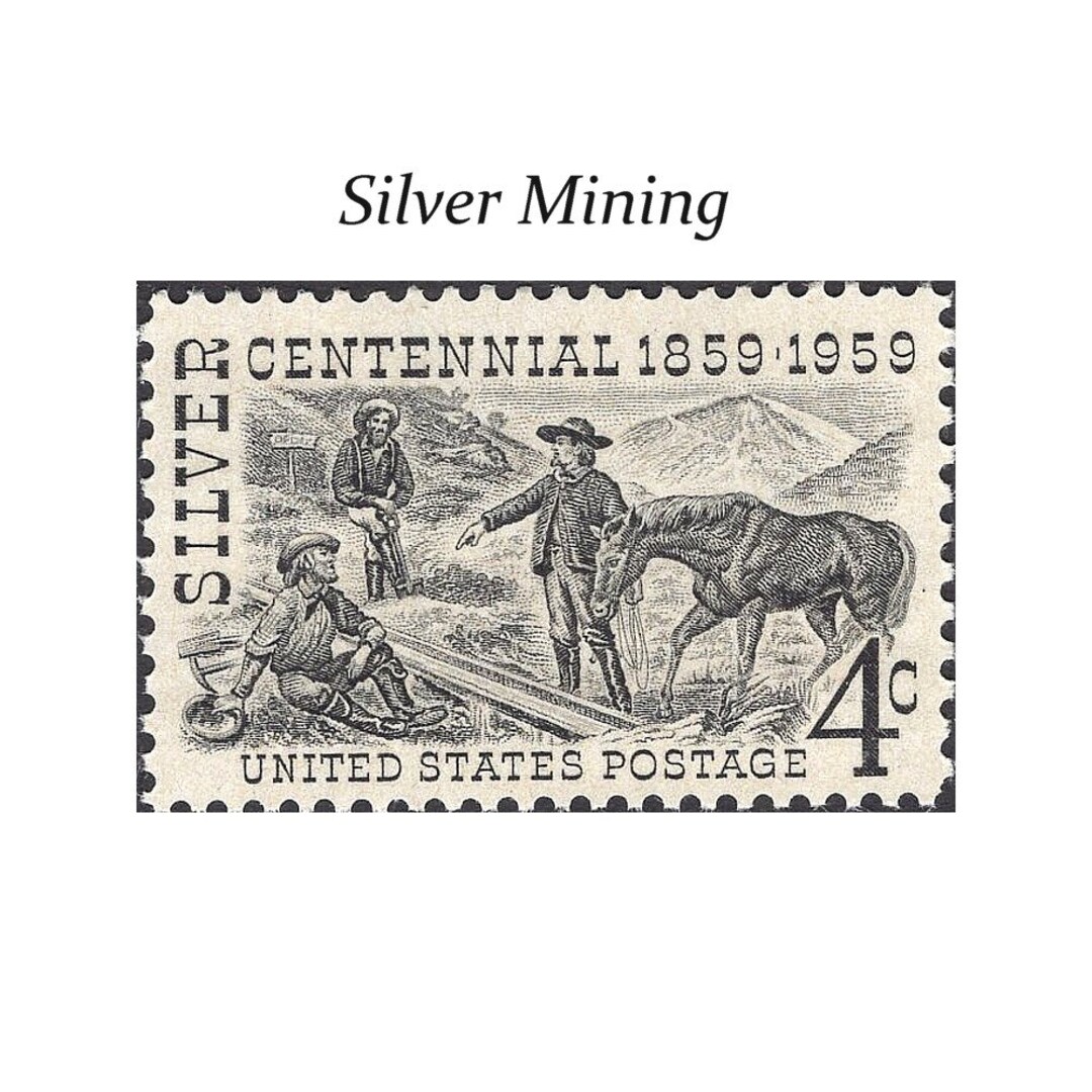 Twenty 4c Silver Mining Stamp | Unused Vintage Postage Stamps | Nevada ...