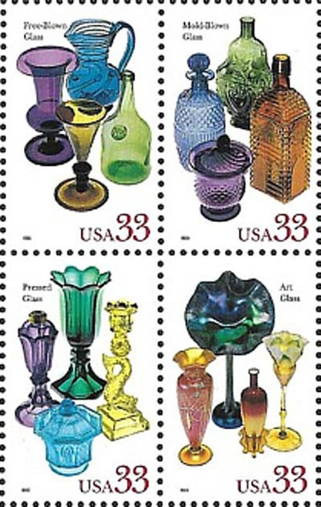 Pack of 15 .. 33c American Glassmaking .. Vintage Unused US Postage ...
