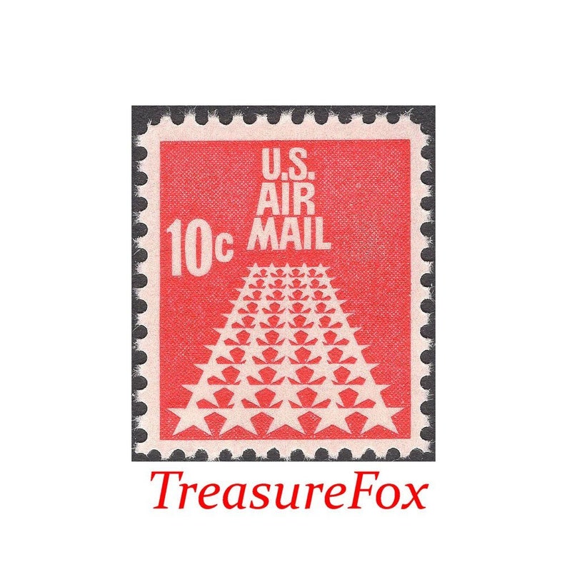 TEN 10c 50 Star Runway Airmail Stamp .. Vintage Unused Postage Stamps ...