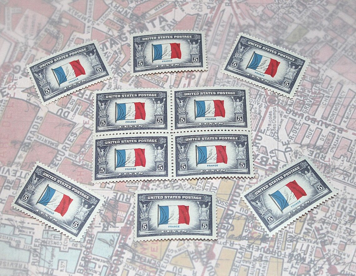 TEN 5c Flag of France .. Unused US Postage Stamps .. From the - Etsy