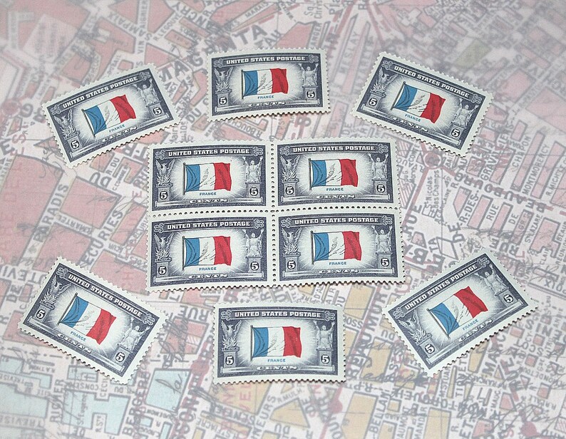 TEN 5c Flag of France .. Unused US Postage Stamps .. From the Overrun ...
