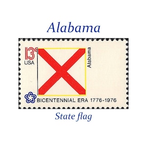 TEN 13c Alabama State Flag Stamp | Vintage Unused US Postage Stamps ...