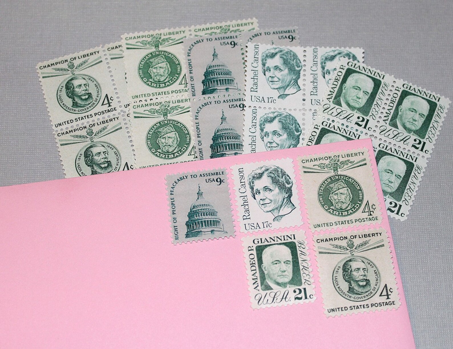 Little GREEN Stamps .. Unused Vintage Postage Stamps .. Enough to Mail ...