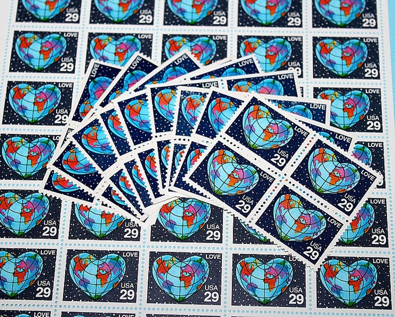 LOVE Stamp 29c Heart Shaped EARTH .. Set of 50 .. Unused | Etsy