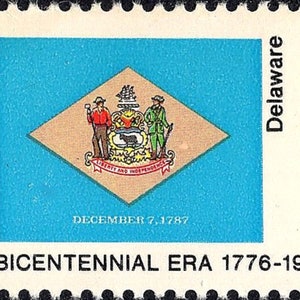 TEN 13c Delaware State Flag Stamp | Vintage Unused US Postage Stamps ...