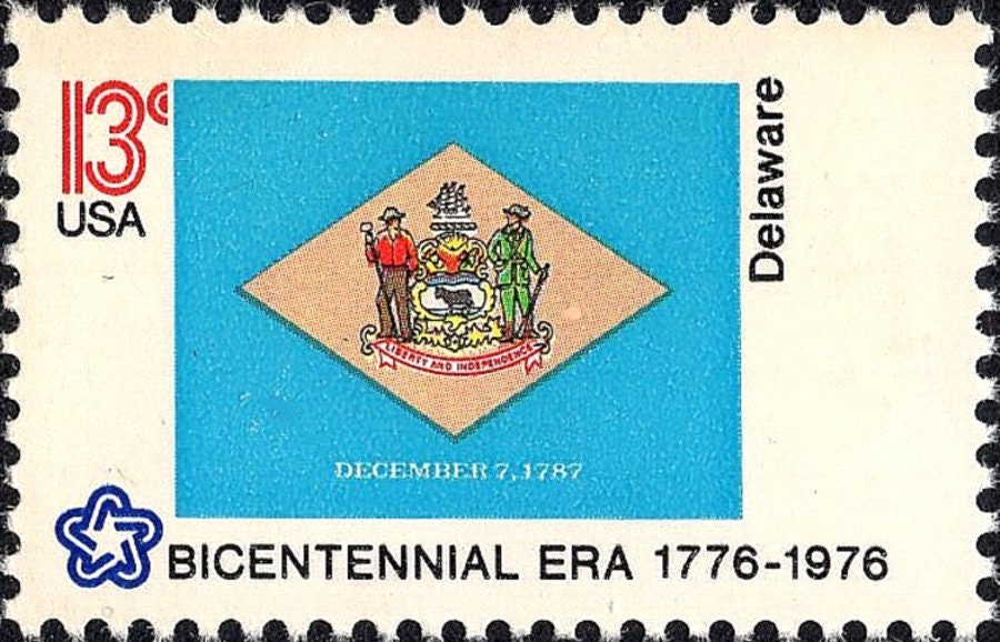 TEN 13c Delaware State Flag Stamp | Vintage Unused US Postage Stamps ...