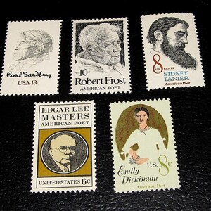 POETS | Unused Vintage Postage Stamps | Mail 5 Letters | 55 Cents ...