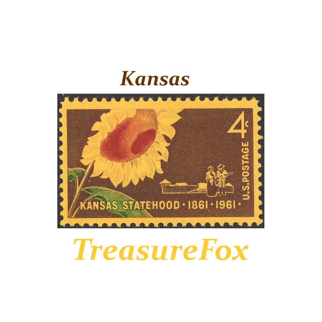 TWENTY 4c Kansas Sunflower Stamps .. Vintage Unused Postage Stamps ...