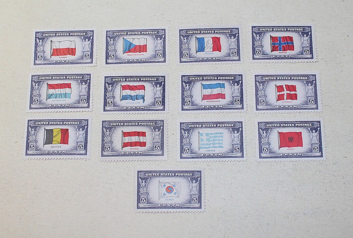 Vintage Unused US Postage Stamps .. OVERRUN NATIONS Flags Set - Etsy