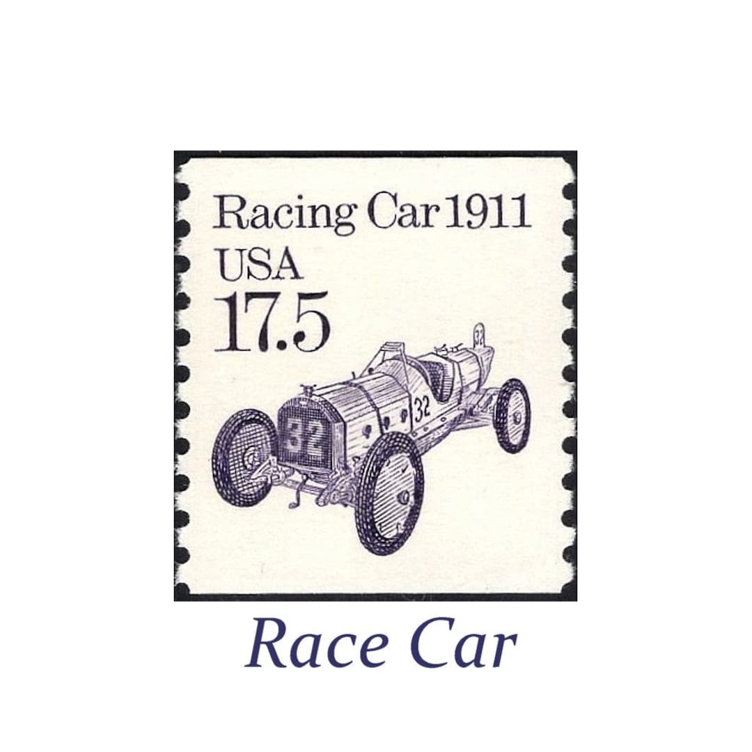 TEN 17.5c Racing Car Stamps .. Transportation Series .. Unused US ...