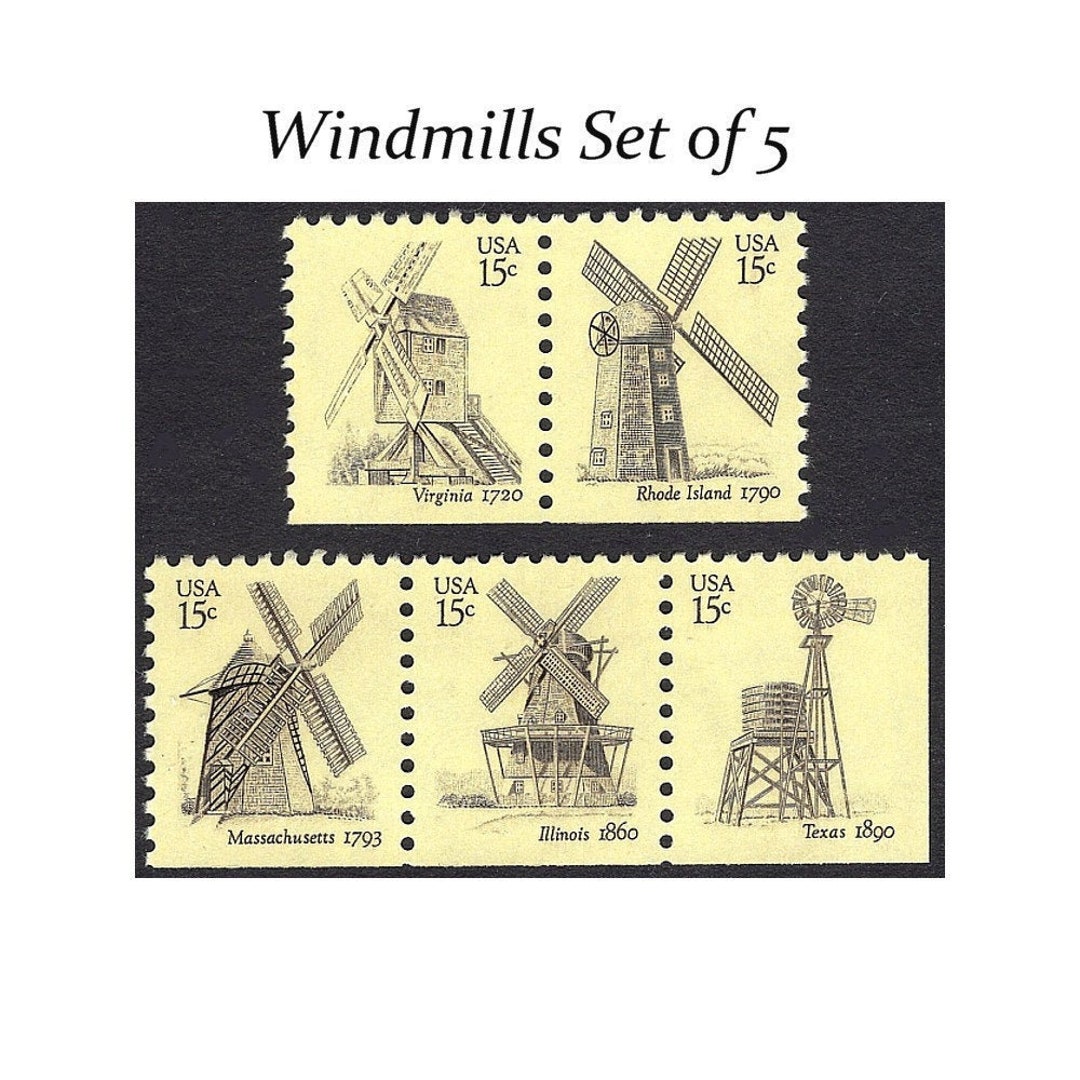 TEN 15c American Windmills Stamp | Pack of 10 Vintage Unused Postage ...