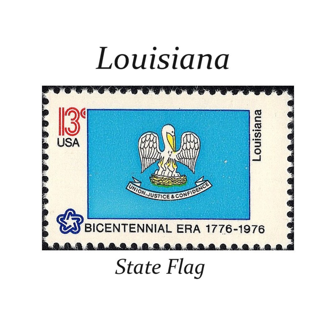 TEN 13c Louisiana State Flag Stamp | Vintage Unused US Postage Stamps ...
