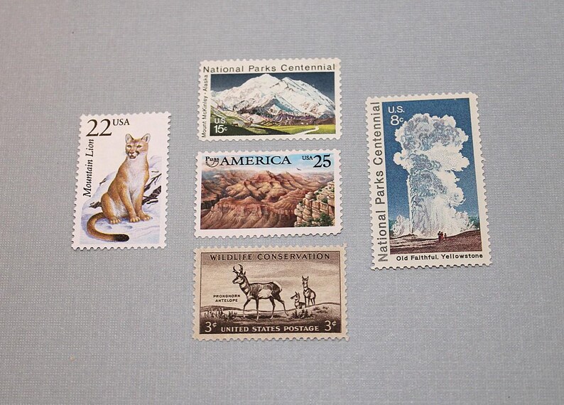 NATIONAL PARKS .. Unused Vintage US Postage Stamps .. Mail 5 Letters ...