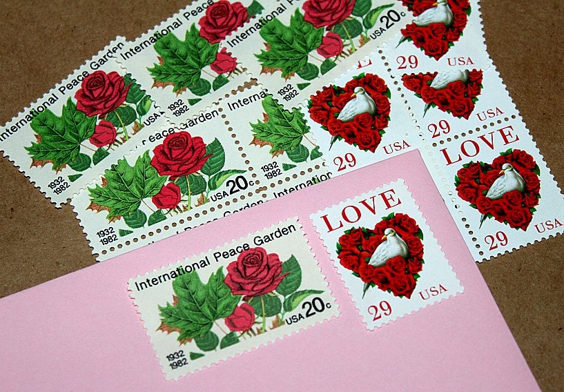 LOVE ROSES .. Unused Vintage US Postage Stamps .. Mail 10 - Etsy